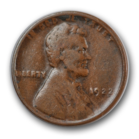 1922 No D 1C Weak Reverse Lincoln Wheat Cent Fine F Strong Date R1159