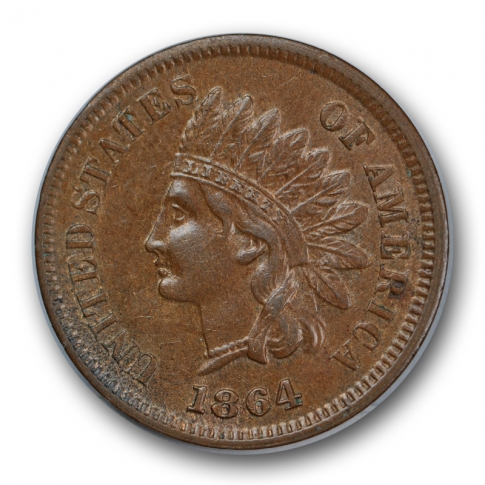 1864 1C L On Ribbon Indian Cent About Uncirculated to Mint State R120