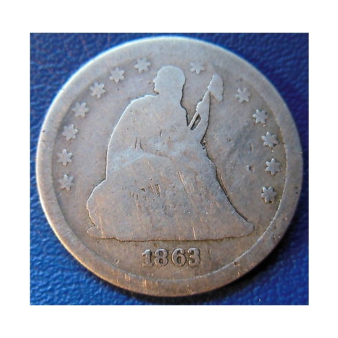 1863 Seated Liberty Quarter Good to Very Goood Civil War Era US Coin #9459