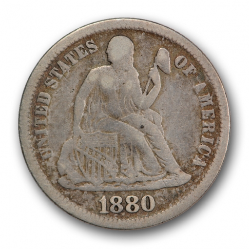 1880 10C Seated Liberty Dime Fine F Key Date Low Mintage R191
