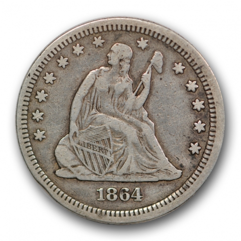 1864 25C Seated Liberty Quarter Very Fine to Extra Fine Better Date P ...