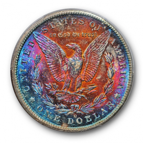 1900-O Monster Toned Morgan Dollar PCGS MS 63 Red Blue Purple