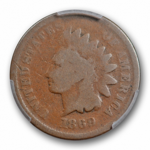 1869/69 1C Indian Head Cent PCGS G 4 Good RPD FS-301 S-3 Repunched Date