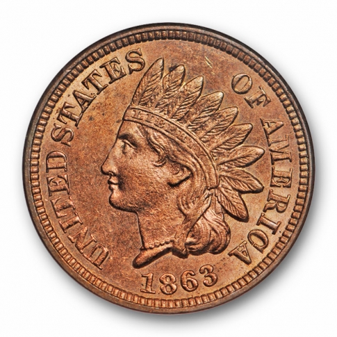 1863 1C Indian Head Cent NGC MS 64 Uncirculated CAC Approved Copper Nickel