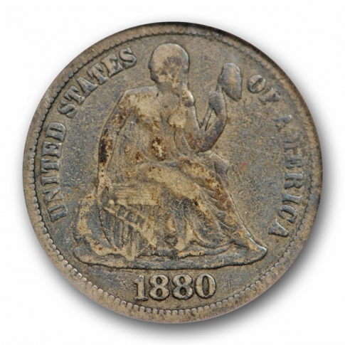 1880 10C Seated Liberty Dime ANACS VG 8 Very Good Key Date Low Mintage ...