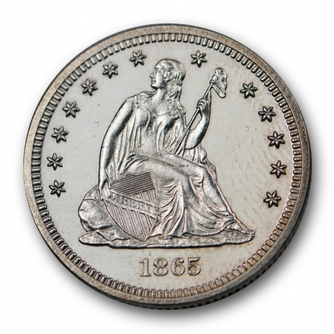 1865 25C Seated Liberty Quarter Proof PR Uncirculated Key Date Low Mintage