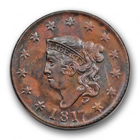1817 1C 13 Stars Coronet Head Large Cent Uncirculated Mint State US Coin