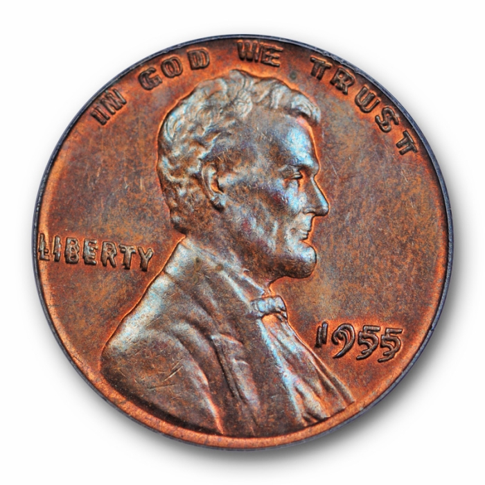 1955 Double Die Obverse Lincoln Wheat Cent PCGS MS 64 BN CAC 1955/1955