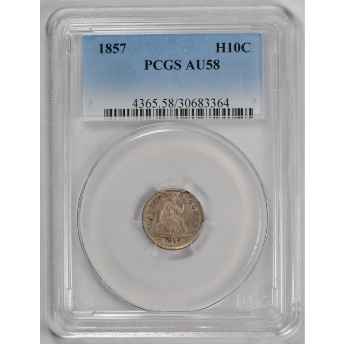 1857 H10C Liberty Seated Half Dime PCGS AU 58 Registry Set Coin
