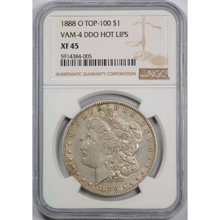 1888 O $1 Morgan Dollar DDO Hot Lips NGC XF 45 VAM 4 Double Die Variety Top 100