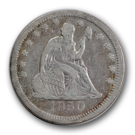 1850 25C Liberty Seated Quarter Very Fine to Extra Fine Cleaned R1240