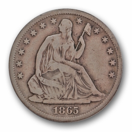 1865-S 50C Liberty Seated Half Dollar Very Fine VF Original Tone R1466