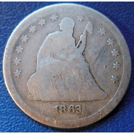 1863 Seated Liberty Quarter Good to Very Goood Civil War Era US Coin #9459