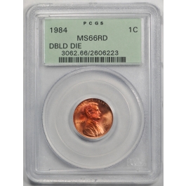 1984 1C Doubled Die Obverse Lincoln Cent PCGS MS 66 RD DDO OGH Toned