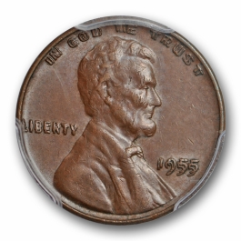 1955 1C Doubled Die Obverse Lincoln Wheat Cent PCGS AU 55 CAC Approved 1955/1955 DDO