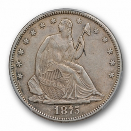 1875 S 50C Seated Liberty Half Dollar PCGS AU 53 About Uncirculated ...