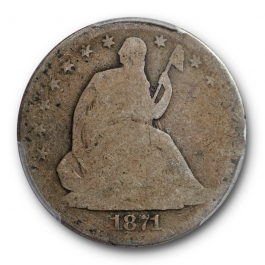 1871 S 50C Seated Liberty Half Dollar PCGS AG 3 About Good Low Grade