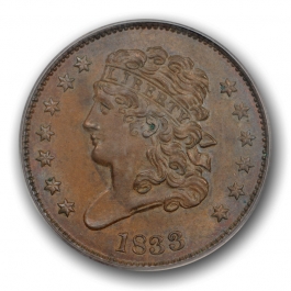 1833 1/2C Classic Head Half Cent PCGS MS 64 BN Uncirculated CAC ...