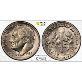 1982 No Mintmark Strong No P Roosevelt Dime PCGS MS 66 FB Uncirculated