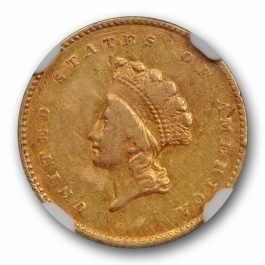 1855 G$1 Gold Dollar NGC AU 50 About Uncirculated Type Two TY 2 US Type