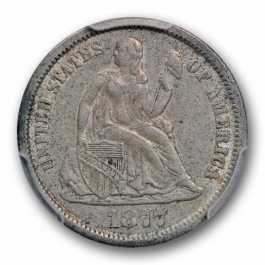 1877 CC 10C Seated Liberty Dime PCGS AU 50 About Uncirculated Carson City