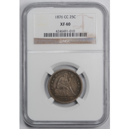 1876-CC Seated Liberty Quarter 25C NGC XF 40 Extra Fine Carson City