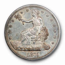 1875 S T$1 Trade Dollar ANACS AU 53 About Uncirculated + Type Coin