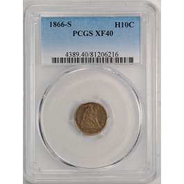 1866-S H10C Liberty Seated Half Dime PCGS XF 40 Extra Fine